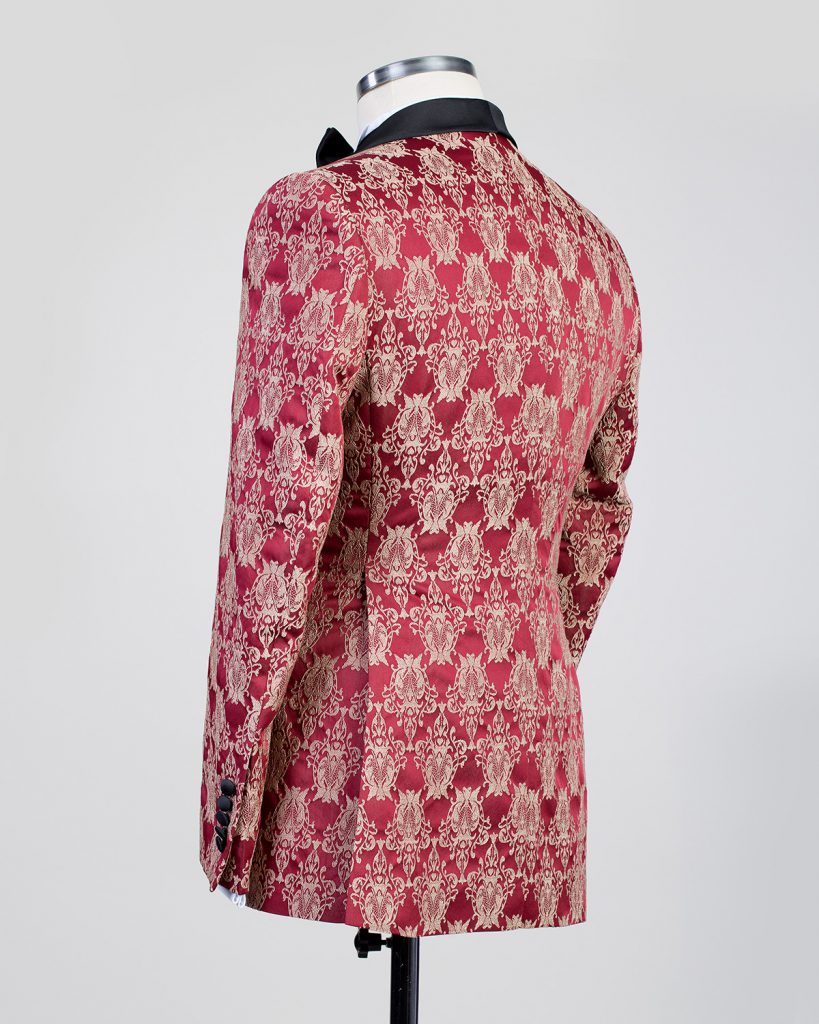 Tuxedo burgundy red patterned suit – Human Looks
